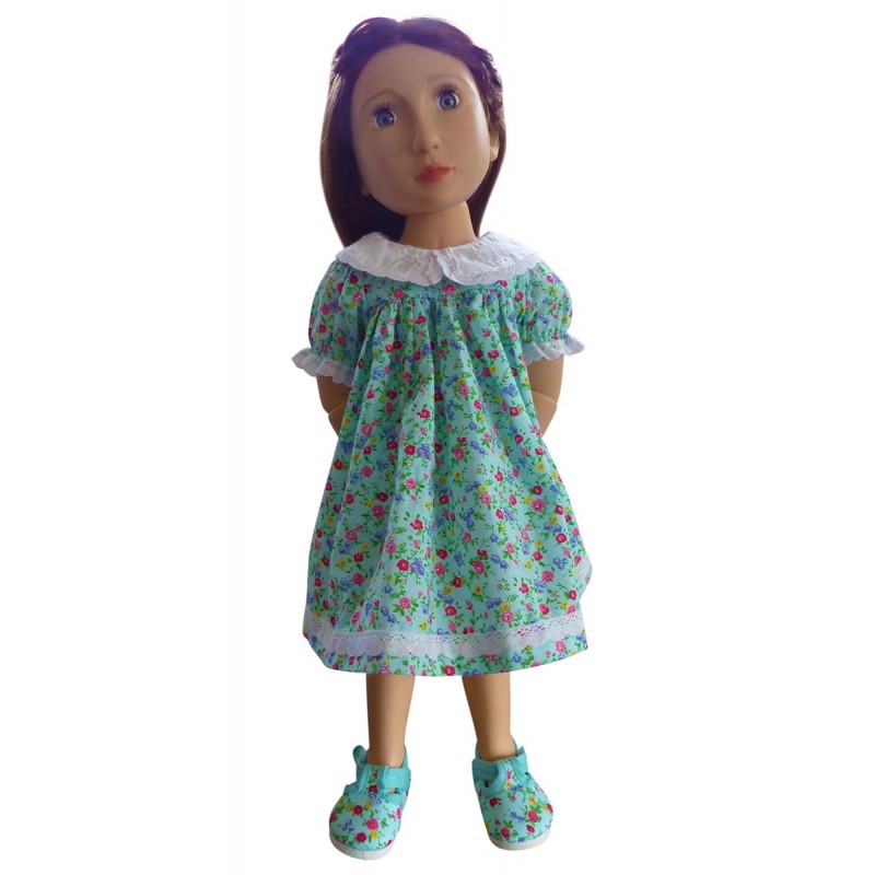 A Girl for All Time Blue Flower Dress and Shoe Set